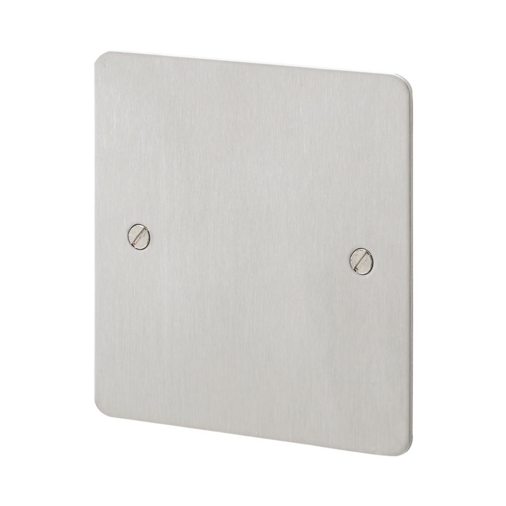 MK Edge 1-Gang Blanking Plate Brushed Stainless Steel - Screwfix