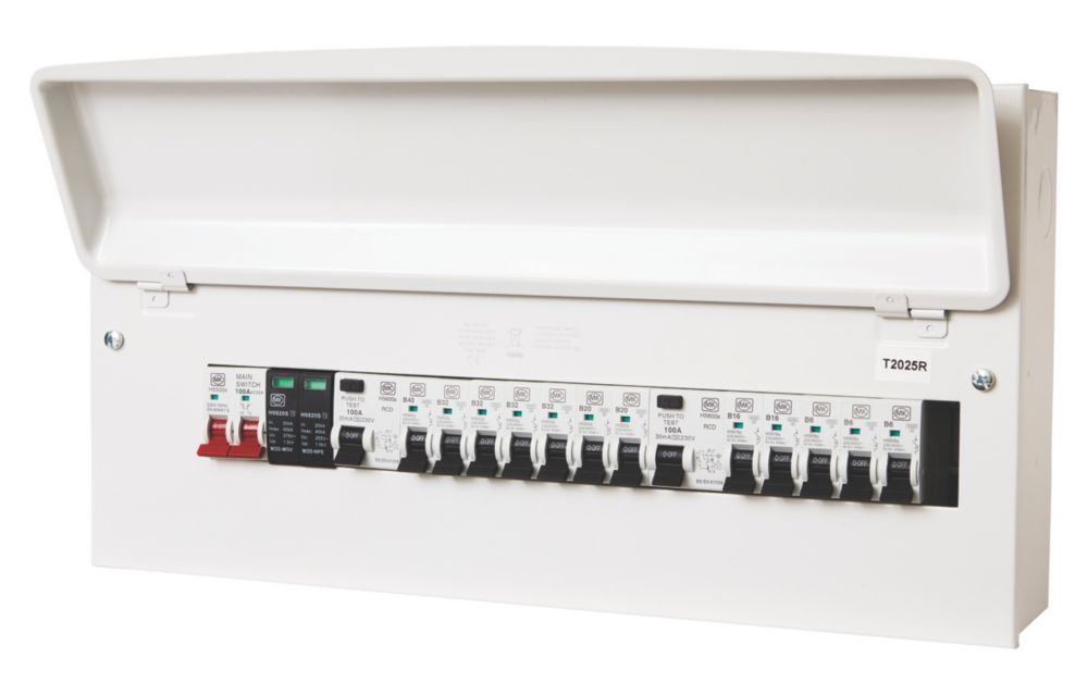 MK Sentry 21-Module 12-Way Populated Dual RCD Consumer Unit with SPD | Consumer Units | Screwfix.com