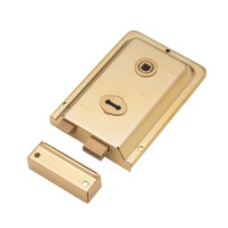 Smith & Locke Rim Lock Polished Brass 105mm x 81mm - Screwfix