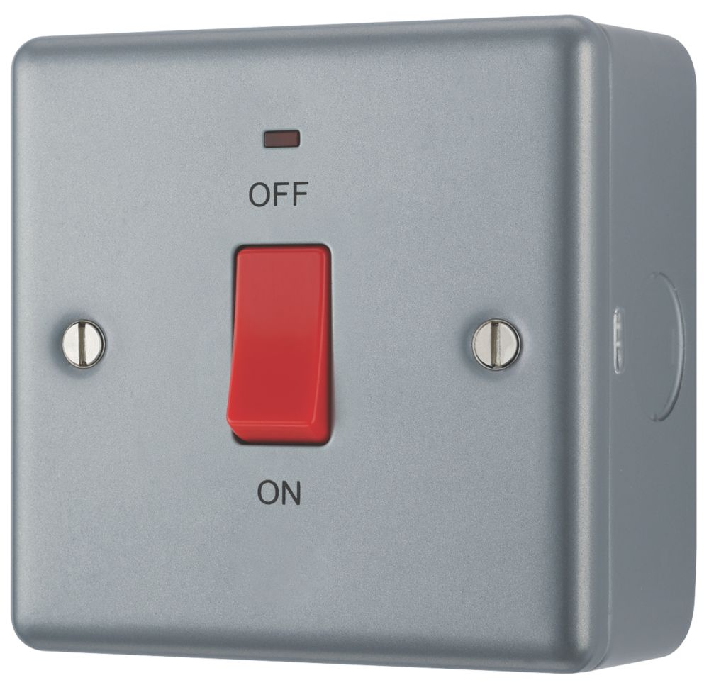 British General MC574 45A 1-Gang DP Metal Clad Cooker Switch with LED - Screwfix