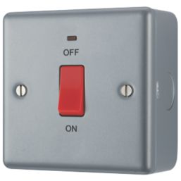 British General MC574 45A 1-Gang DP Metal Clad Cooker Switch with LED - Screwfix