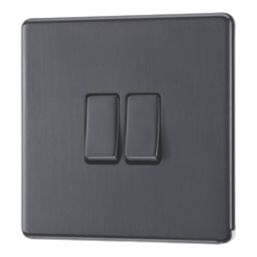 LAP 20A 16AX 2-Gang 2-Way Light Switch Slate Grey - Screwfix