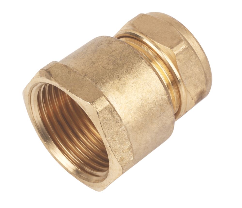 Flomasta Brass Compression Adapting Female Coupler 22mm x 1" - Screwfix