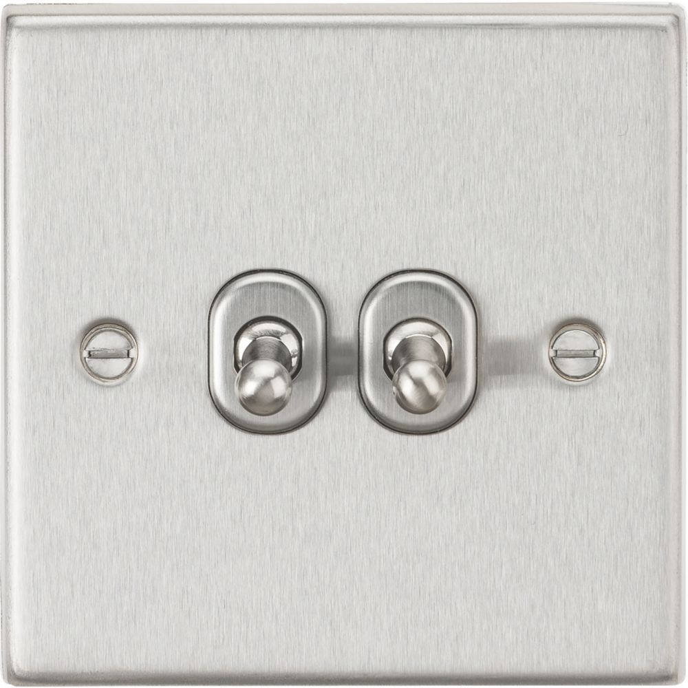 Knightsbridge 10AX 2-Gang 2-Way Light Switch Brushed Chrome - Screwfix