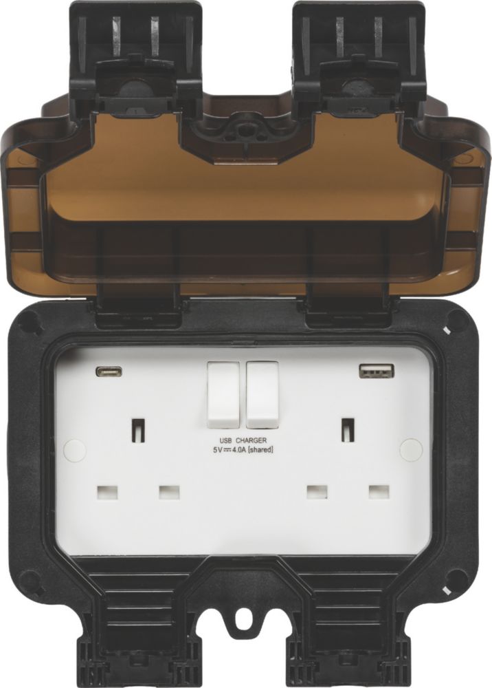 Knightsbridge IP66 13A 2-Gang SP Weatherproof Outdoor Switched Socket ... Knightsbridge IP66 13A 2-Gang SP Weatherproof Outdoor Switched Socket ...