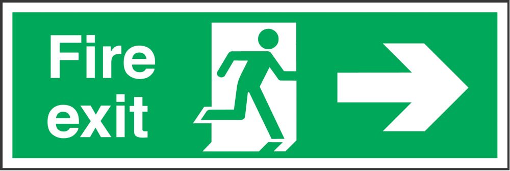 Non Photoluminescent "Fire Exit" Right Arrow Sign 150 x 450mm | Safety ...