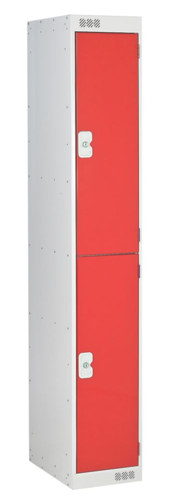 LinkLockers 2-Door Security Locker 1800mm x 300mm Red - Screwfix