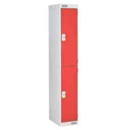 LinkLockers 2-Door Security Locker 1800mm x 300mm Red - Screwfix