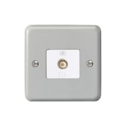 MK Contoura 1-Gang Coaxial TV / FM Socket Grey with White Inserts ...