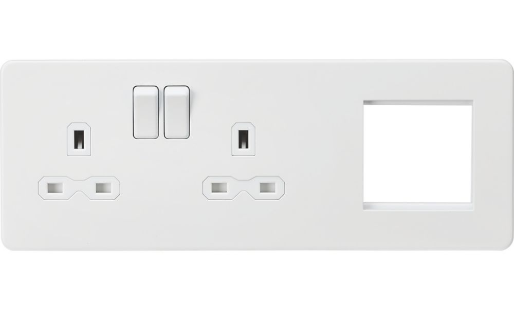 Knightsbridge SFR192LMW 13A 2-Gang DP Combination Plate Matt White with ...