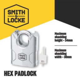 Smith & Locke Steel Water-Resistant Closed Shackle Padlock 70mm - Screwfix