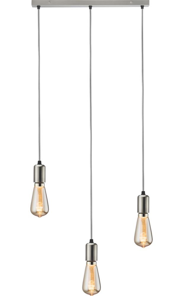 Knightsbridge Contemporary Style 3-Light Bar Pendant Brushed Chrome ...