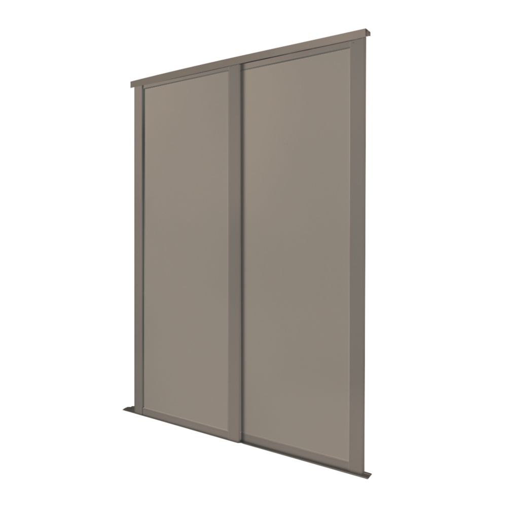 Spacepro Shaker 2-Door Sliding Wardrobe Door Kit Stone Grey Frame Stone ...