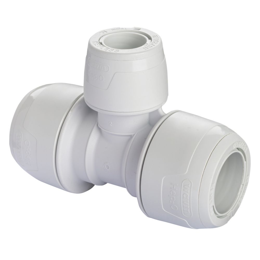 Hep2O Plastic Push-Fit Reducing Keyless Tee 22mm x 22mm x 15mm 5 Pack ...