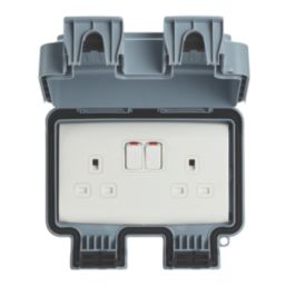 Contactum IP66 13A 2-Gang 2-Pole Weatherproof Outdoor Switched Socket ...
