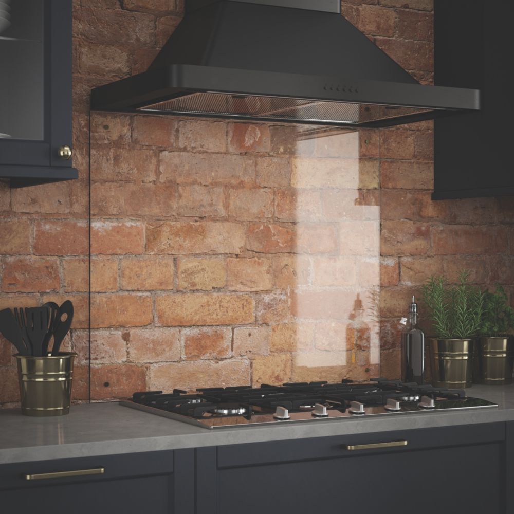 Splashback Clear with Brass Caps Kitchen Splashback 900mm x 700mm x 6mm ...