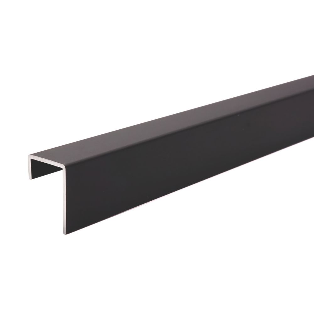 Multipanel Type C End Cap Matt Black 2450mm x 11mm - Screwfix