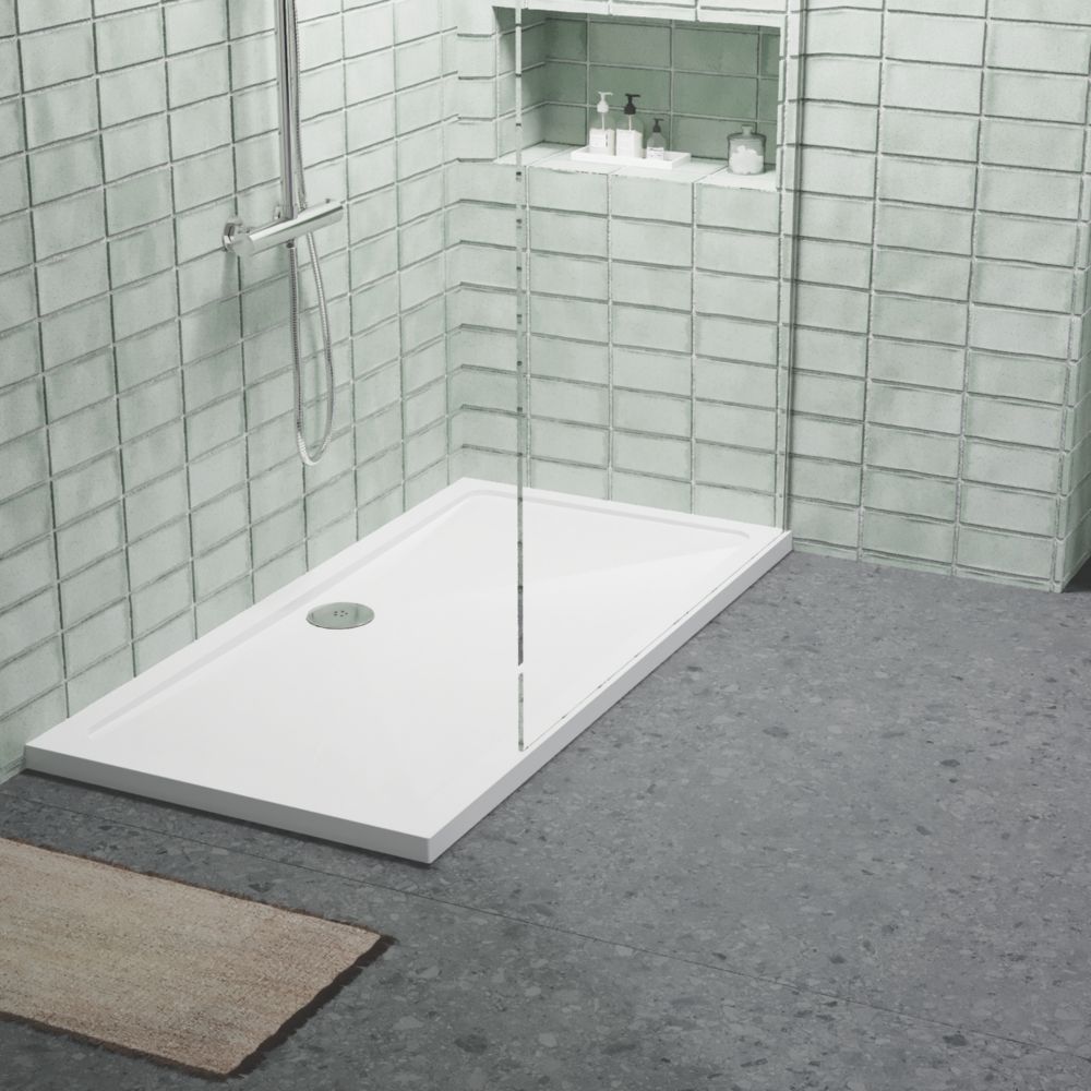ETAL Pearlstone Matrix Rectangular Shower Tray White 1400mm x 700mm x ...