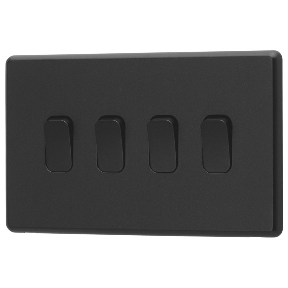 Arlec 10A 4-Gang 2-Way Light Switch Black - Screwfix
