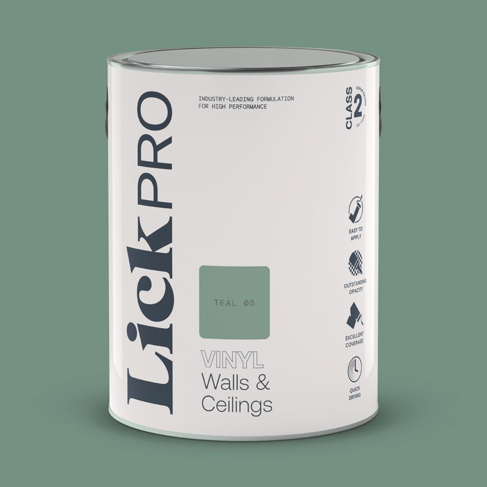 LickPro 5Ltr Teal 05 Vinyl Matt Emulsion Paint - Screwfix