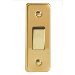 Varilight 10A 1-Gang 2-Way Architrave Light Switch Polished Brass with ...