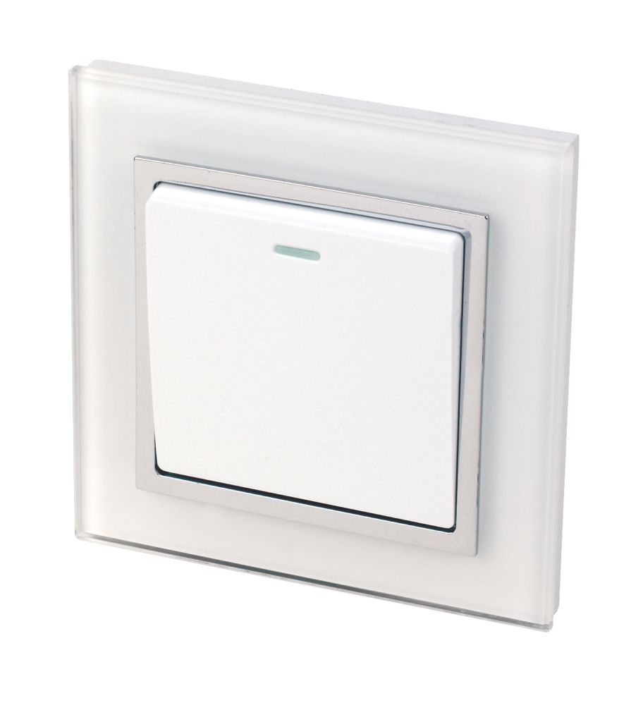 Retrotouch Crystal 10A 1-Gang 2-Way Light Switch White Glass | Switches ...