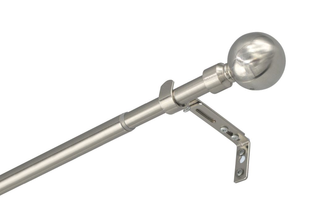 Renaissance Brushed Nickel Curtain Pole 19/16mm x 160-300cm - Screwfix