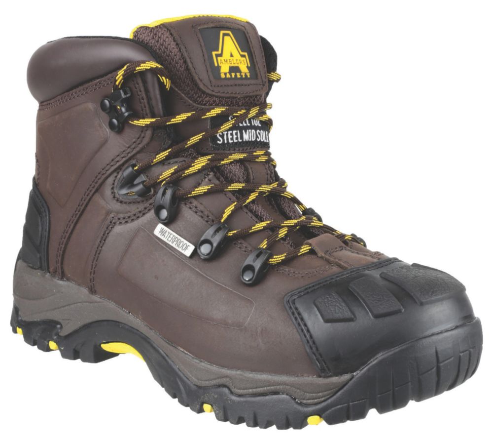 Amblers FS39 Size 12 Brown Waterproof Steel Toe Cap Safety Boots - Screwfix
