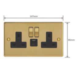 Varilight 13A 2-Gang 1P+N Switched Socket + 4A 20W 2-Outlet Type A & C ...
