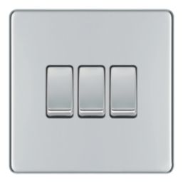 LAP 20A 16AX 3-Gang 2-Way Light Switch Polished Chrome - Screwfix