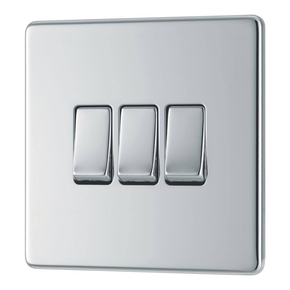 LAP 20A 16AX 3-Gang 2-Way Light Switch Polished Chrome - Screwfix