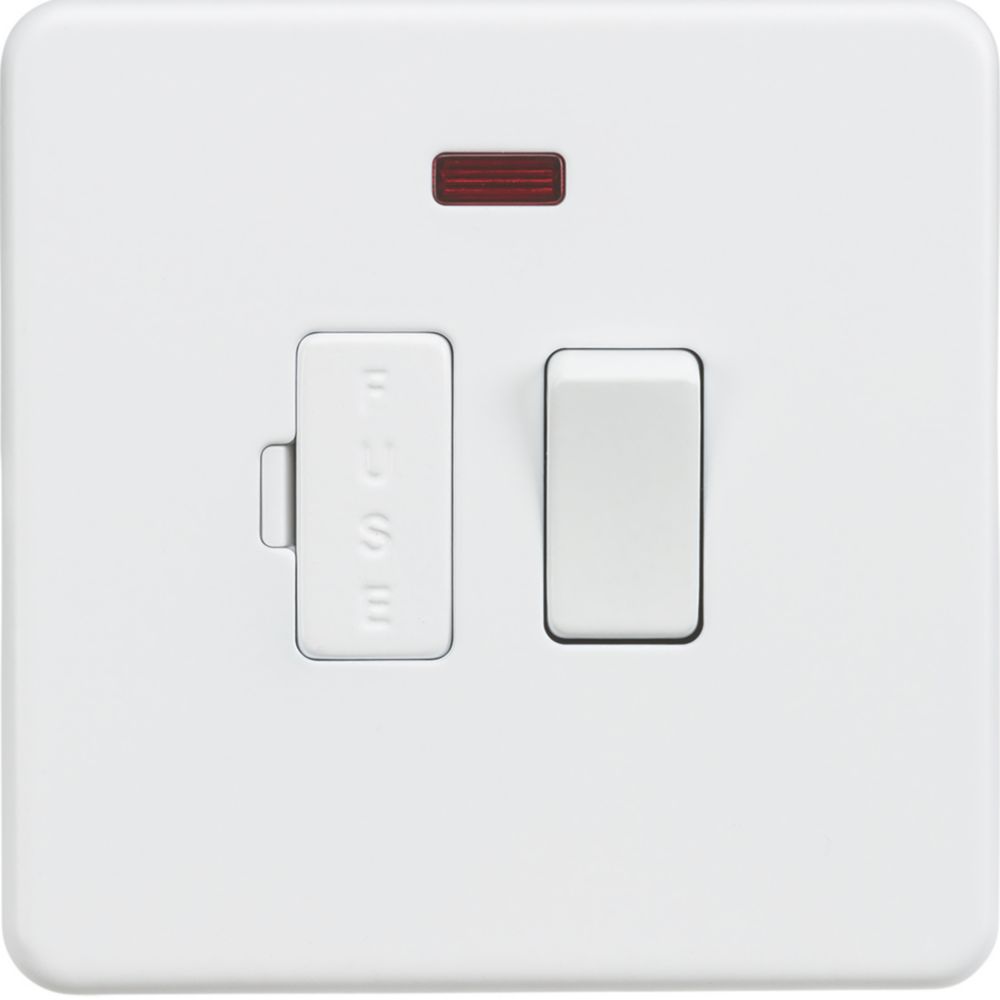 Knightsbridge 13A Switched Fused Spur with LED Matt White - Screwfix
