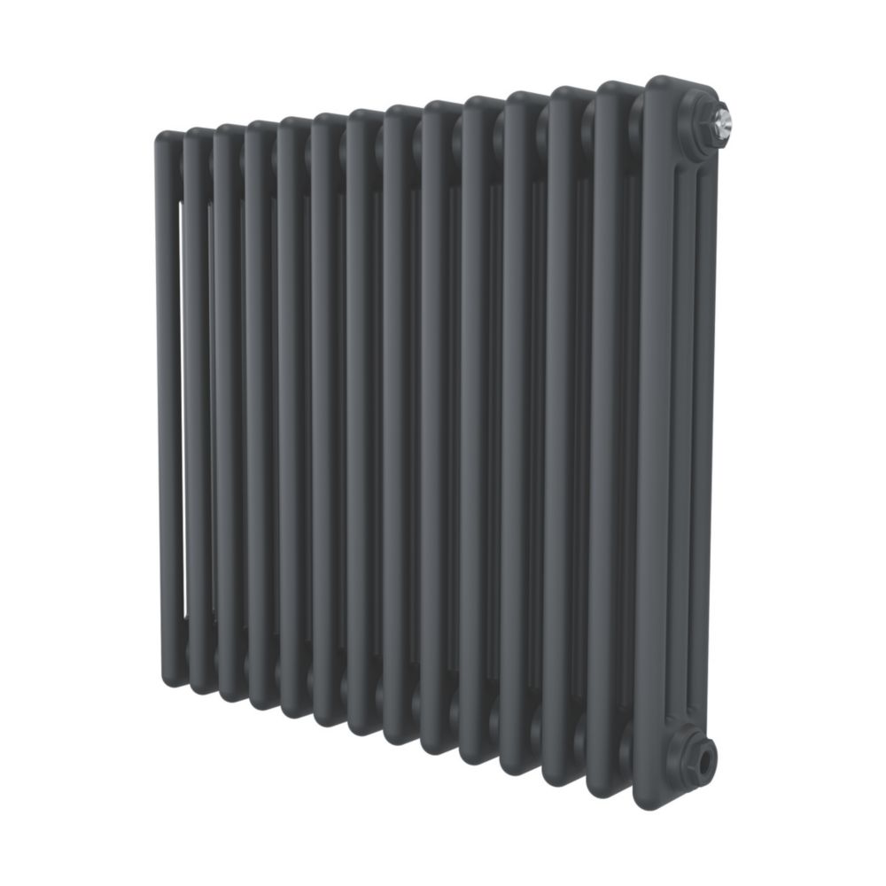 Azur 600mm x 650mm 2733BTU Anthracite Horizontal 3 Column Radiator ...