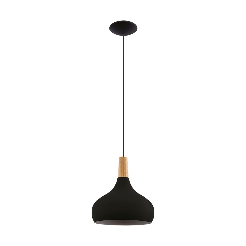 Eglo Sabinar 28cm Single Pendant Light Black/Brown - Screwfix