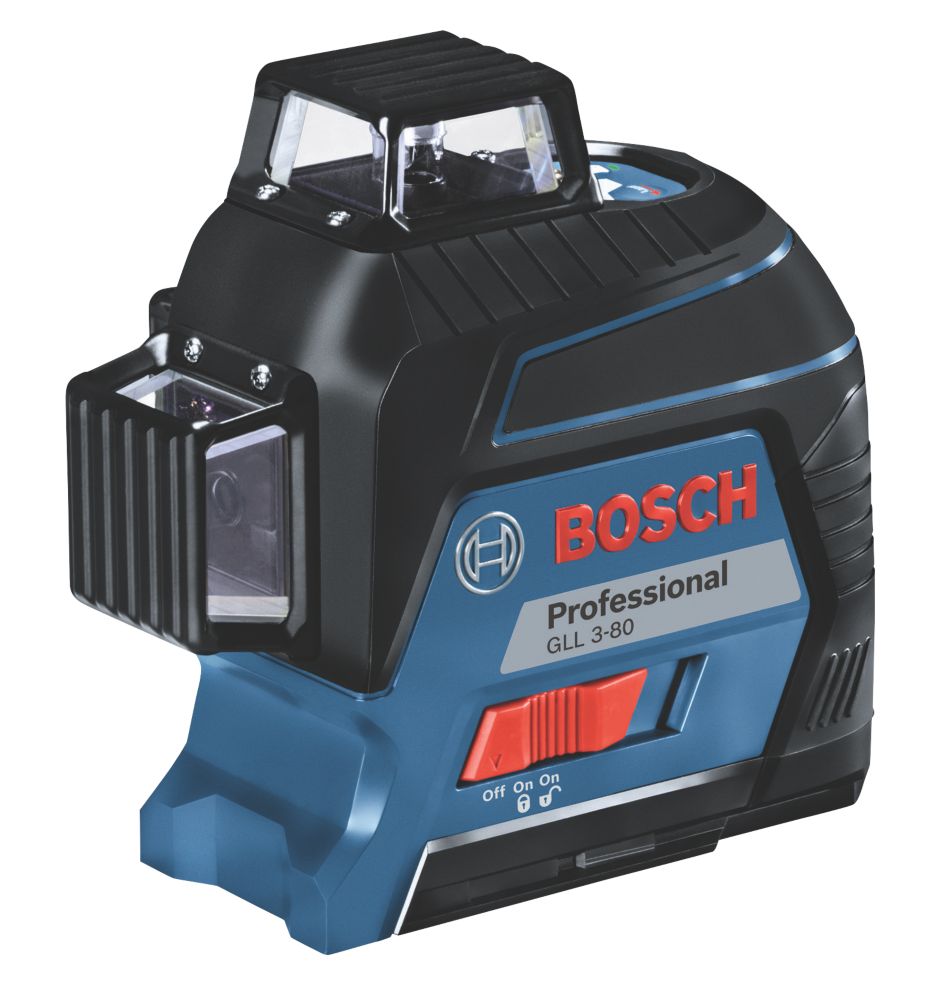Bosch GLL 3-80 Red Self-Levelling Multi-Line Laser Level - Screwfix