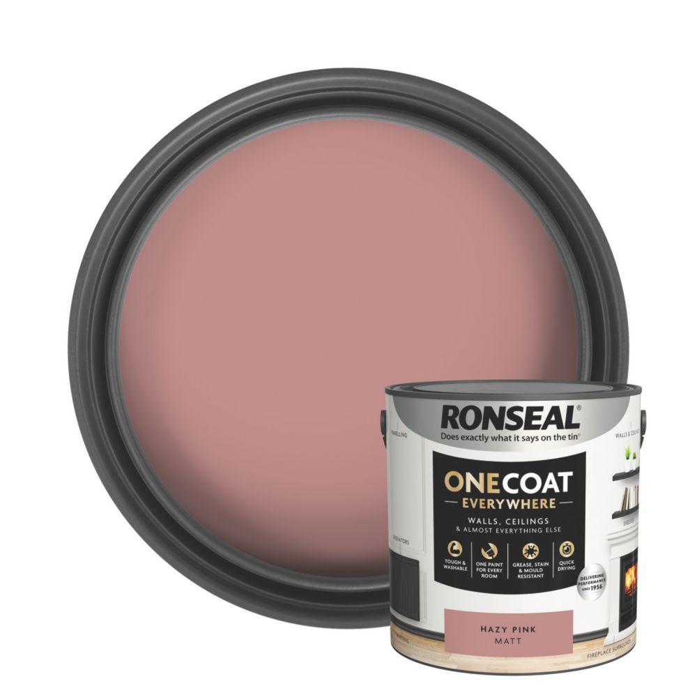 Ronseal 2.5Ltr Hazy Pink Matt Emulsion Multi Surface Paint - Screwfix