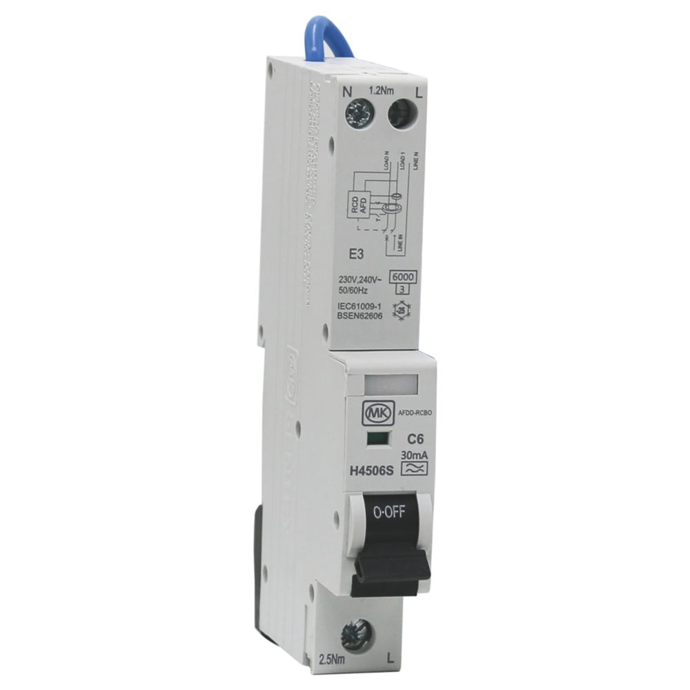 MK Sentry 6A 30mA Type A 1+N C Curve AFDD with RCBO - Screwfix