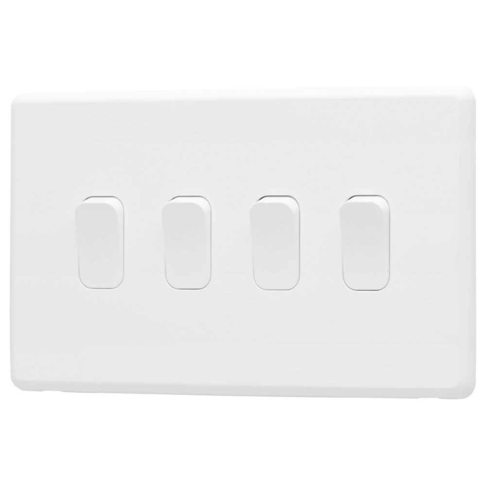 Arlec 10A 4-Gang 2-Way Light Switch White - Screwfix