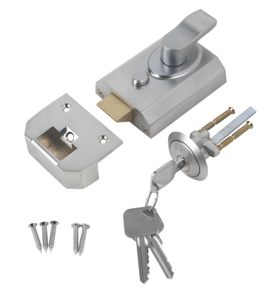 Smith & Locke Deadlock Night Latch Satin Chrome 60mm Backset - Screwfix