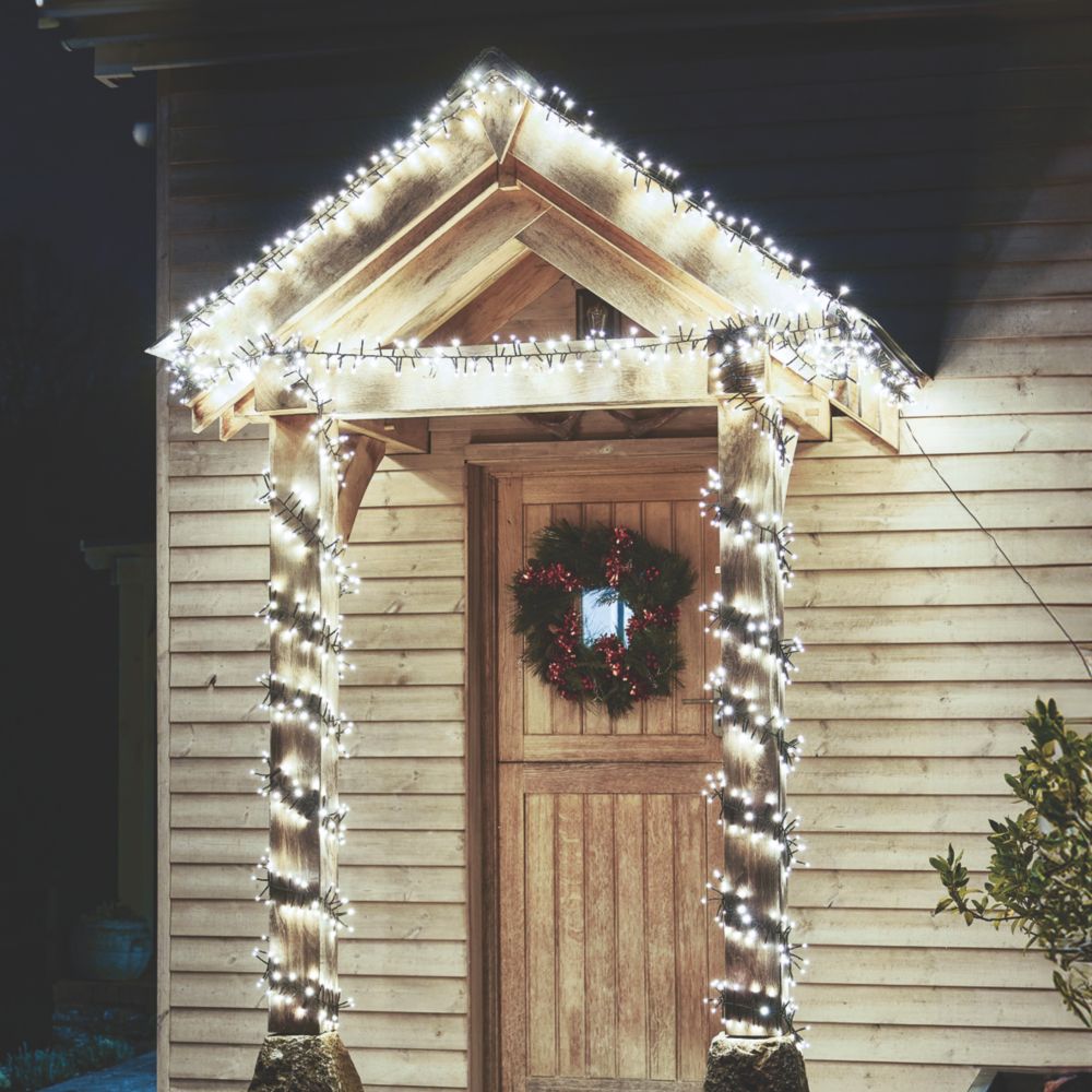 300 LED Indoor & Outdoor Ice White Cluster Christmas Lights - Screwfix