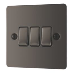 LAP 20A 16AX 3-Gang 2-Way Light Switch Black Nickel - Screwfix