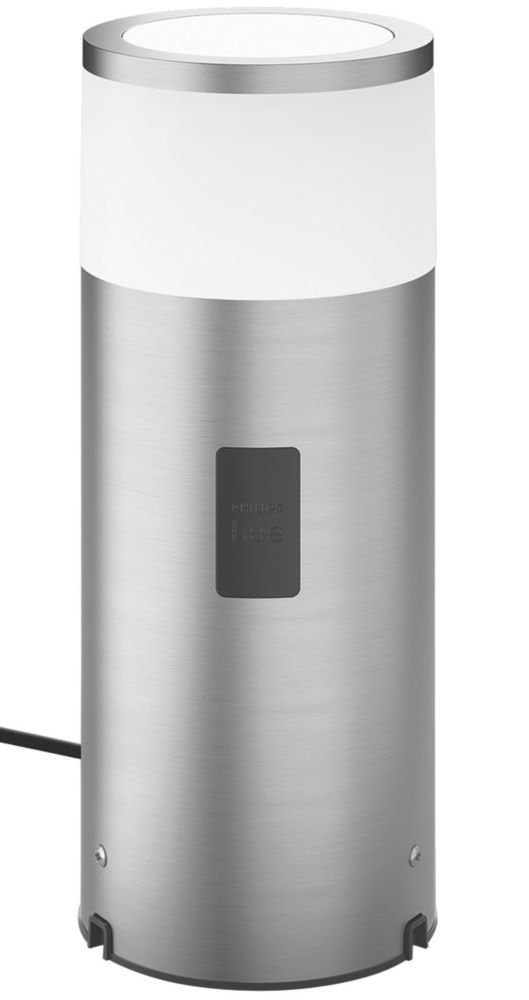 Philips Hue Calla Outdoor LED Bollard Light Matt Chrome 8W 590lm - Screwfix