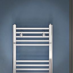Flomasta 1600mm x 400mm 1412BTU Chrome Flat Towel Radiator - Screwfix