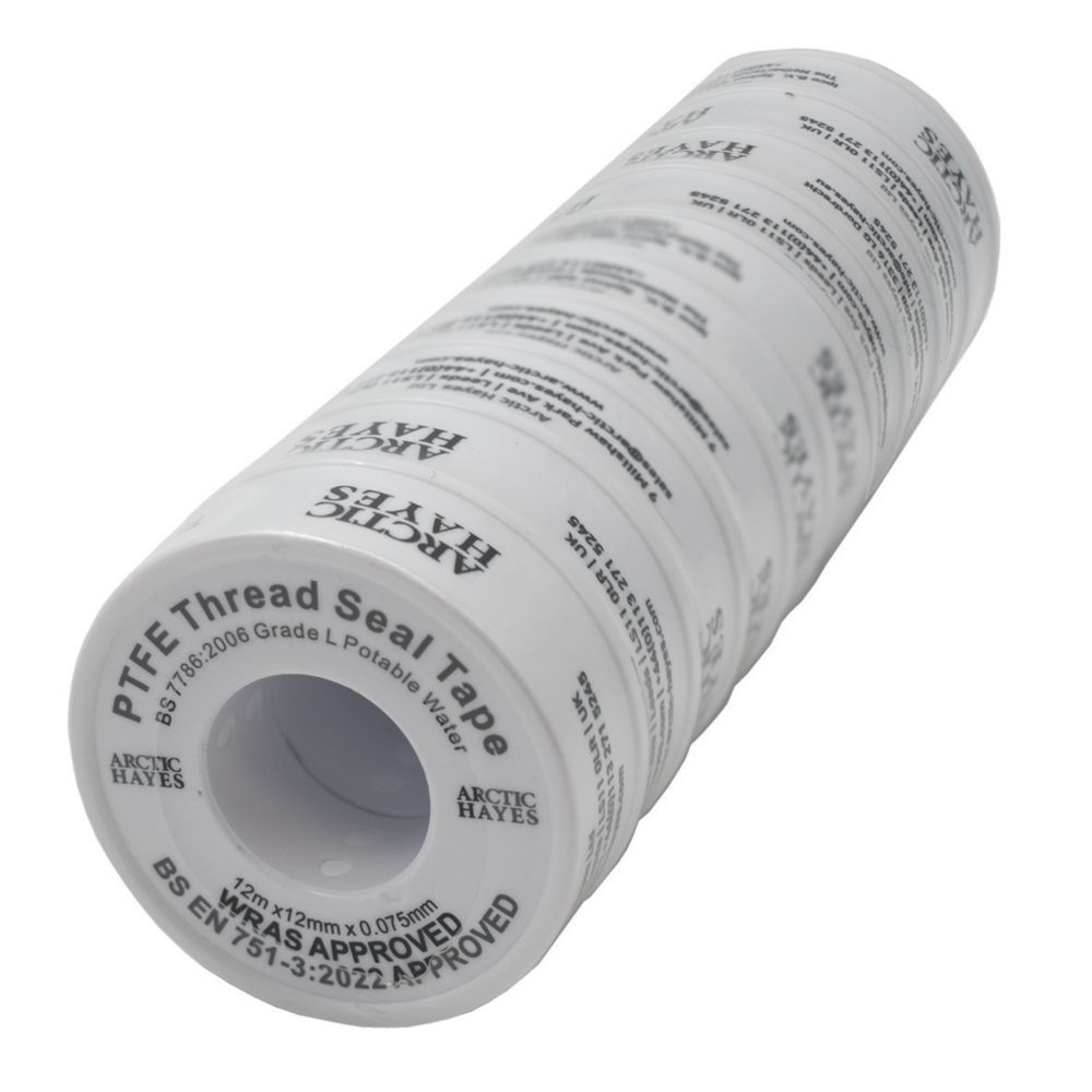 Arctic Hayes Standard PTFE Tapes 12m x 12mm 10 Pack - Screwfix