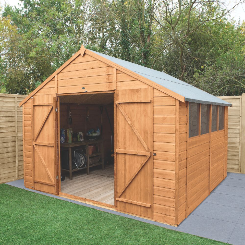 Forest Delamere 9' 6" x 10' (Nominal) Apex Shiplap T&G Timber Shed ...