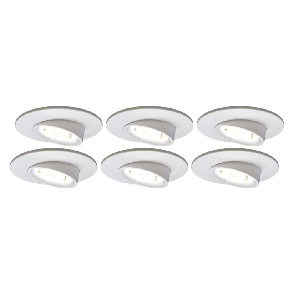 4lite Tilt Fire Rated GU10 Downlights Matt White 6 Pack - Screwfix
