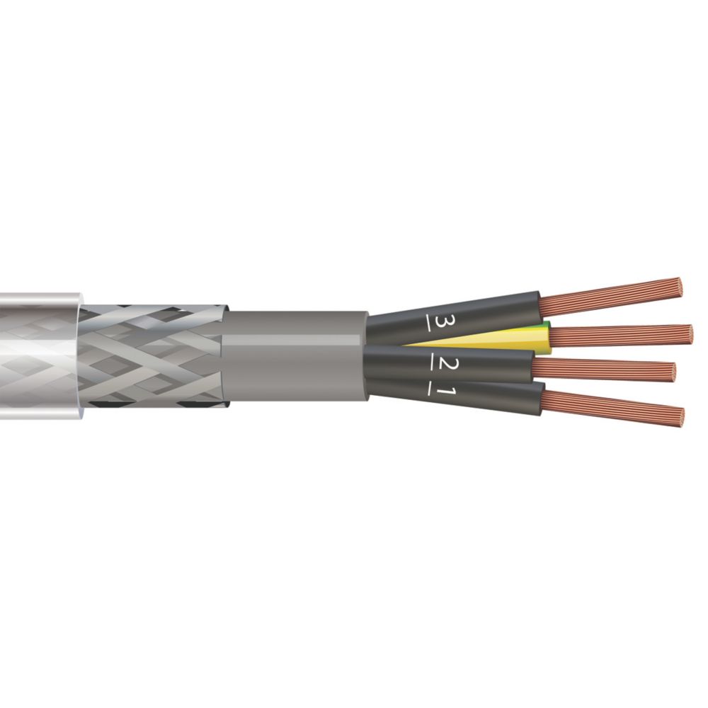 Time 4-Core SY Transparent 2.5mm² Screened Control Cable 1m Coil - Screwfix