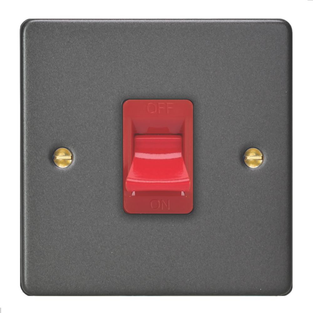 Varilight 45A 1-Gang 2-Pole Cooker Switch Graphite Grey - Screwfix