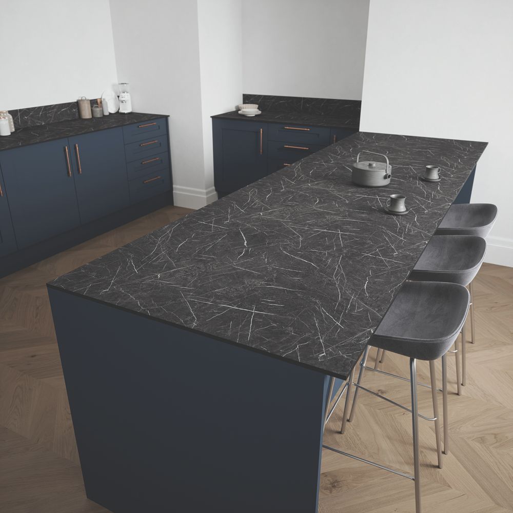 Mariz Vena Black Composite Kitchen Worktop 950mm x 3050mm x 12mm - Screwfix