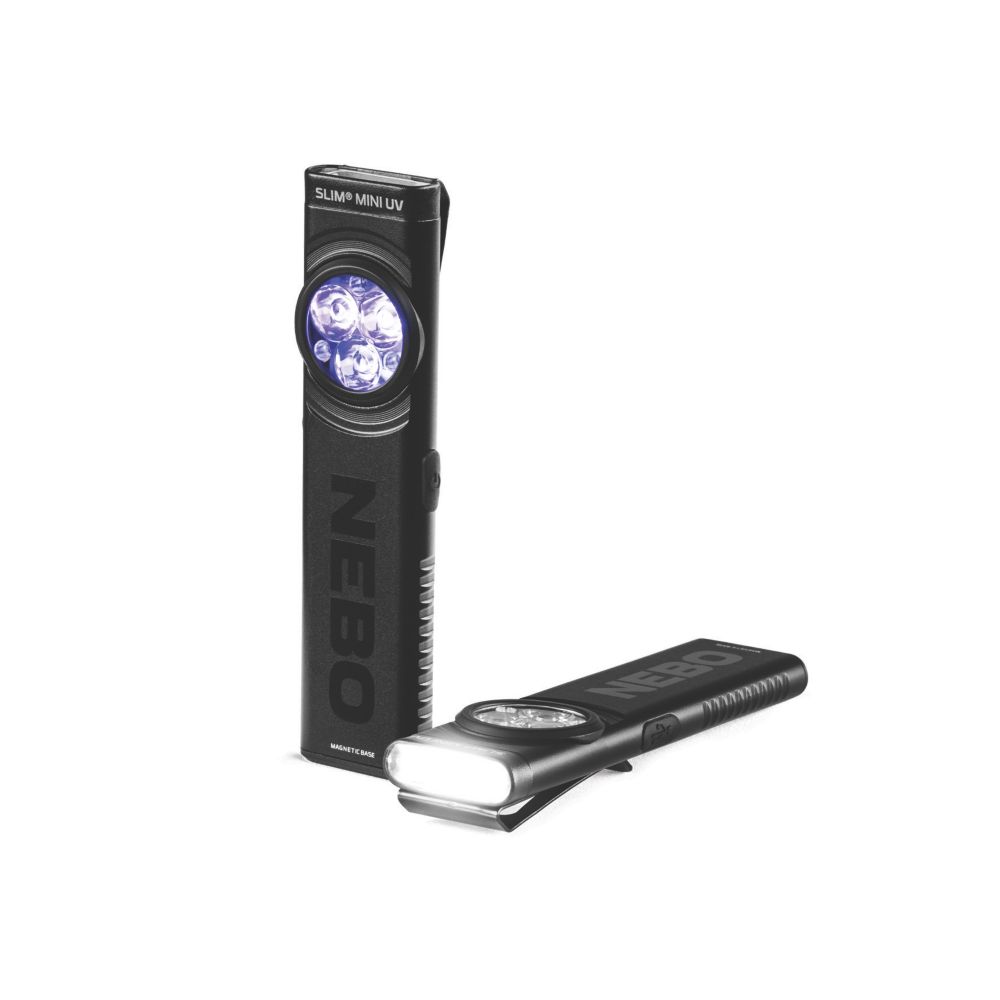 Nebo Sim Mini UV Rechargeable LED Flashlight Black 150lm - Screwfix